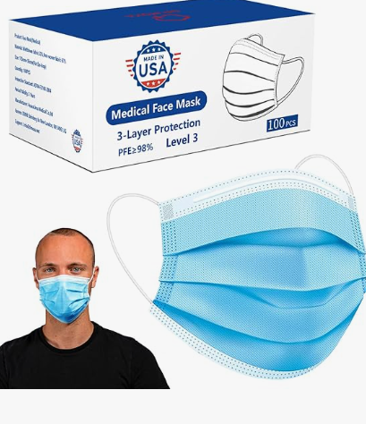 Face Masks Disposable Made in USA, ASTM F2100-21 Level 3 Standards, PF ...